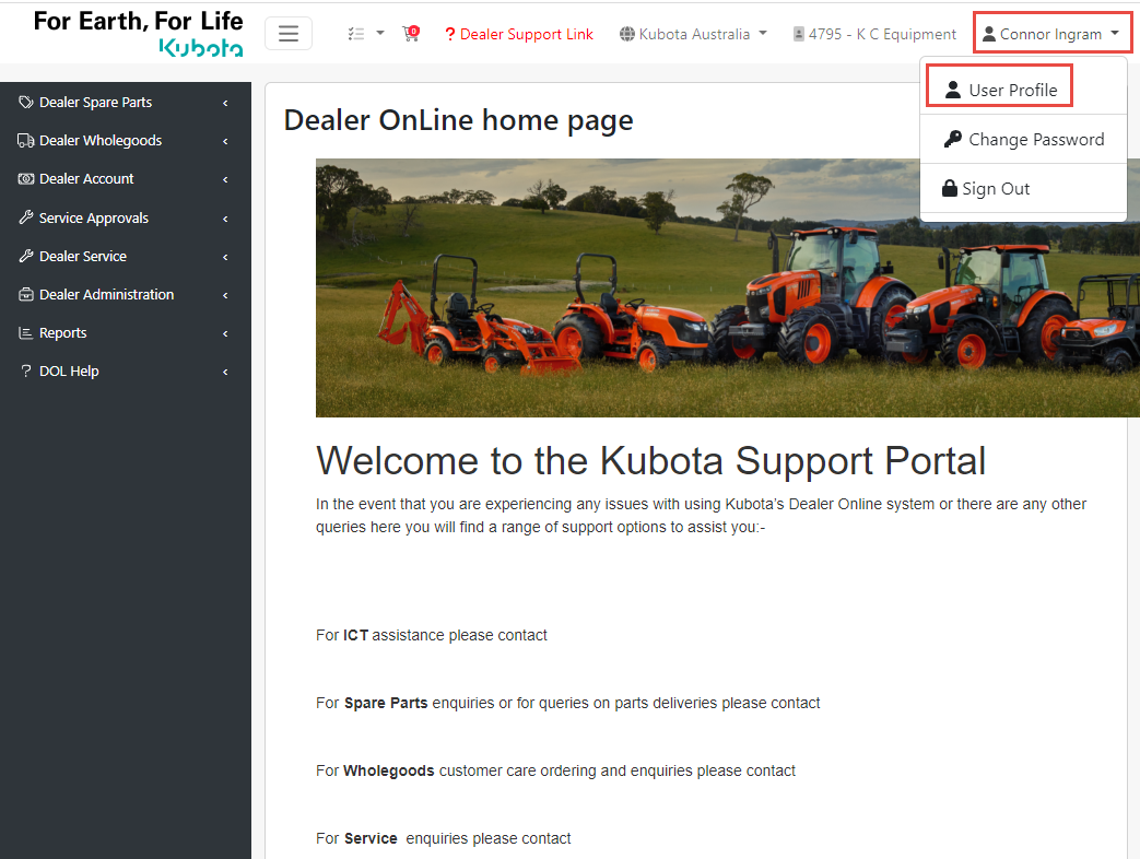 Dealer online: Multi factor Authentication set up – Kubota