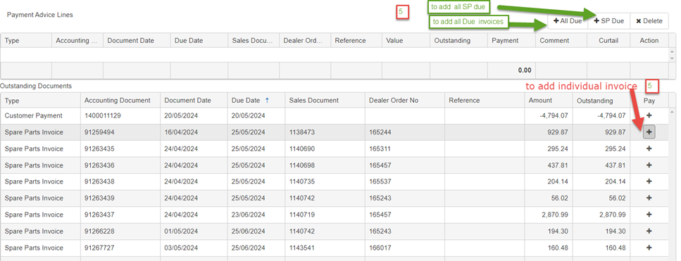 How to create a Payment Advice – Kubota